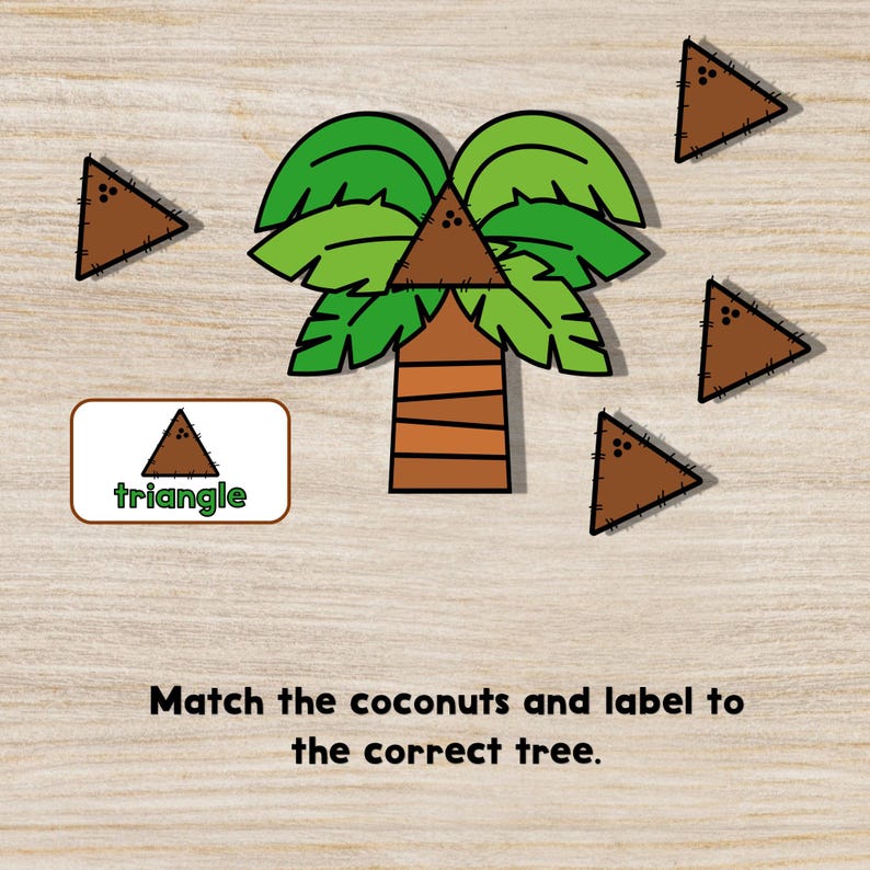 Coconut 2D Shapes Matching Game Montessori Learning Teaching Vocabulary ...