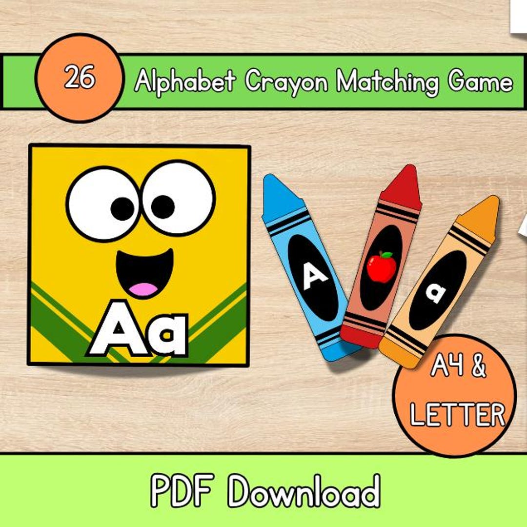 Crayon ABC Alphabet Matching Game: Montessori Learning Resource (PDF ...