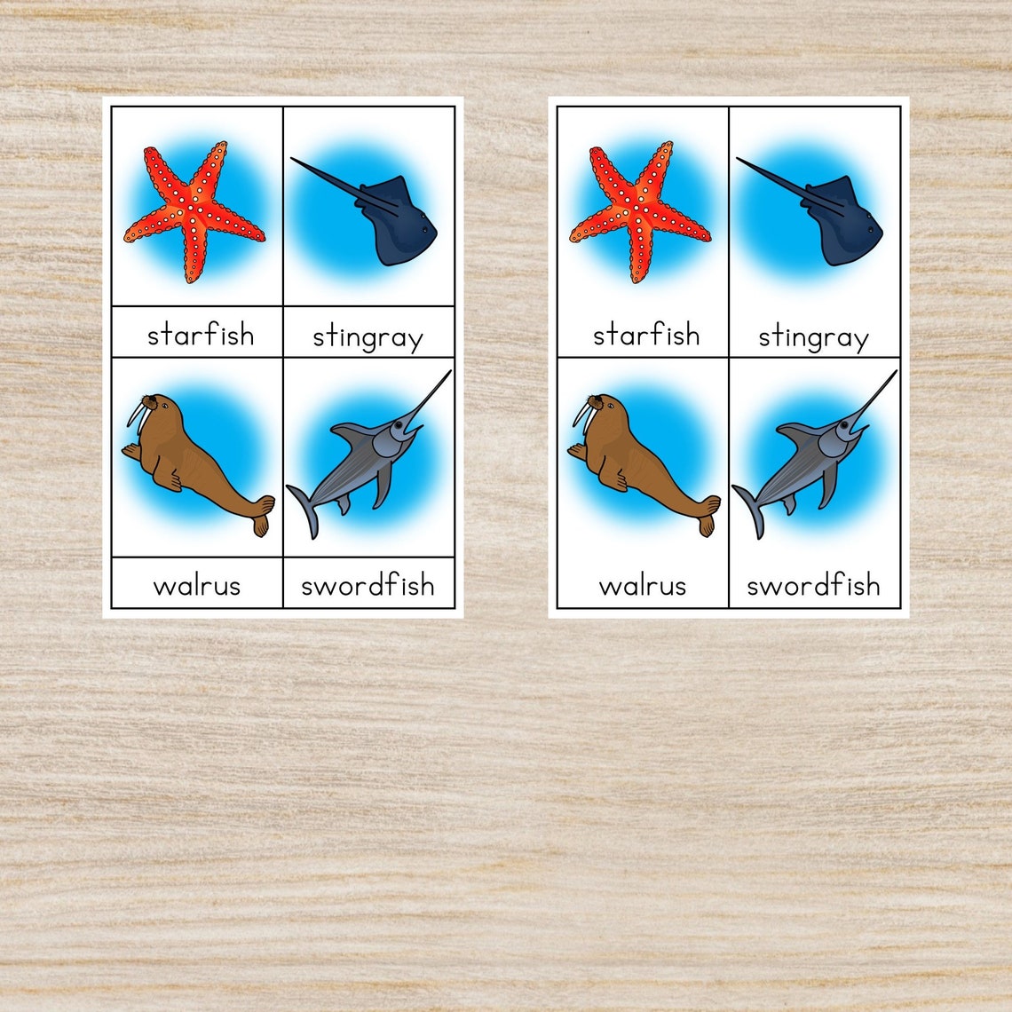Ocean Animals Flashcards: Montessori Learning Cards (PDF Download) - Etsy