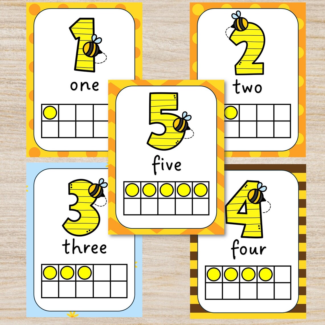 Bee Ten Frame Posters: Montessori Numbers 1-10 (PDF Download) - Etsy