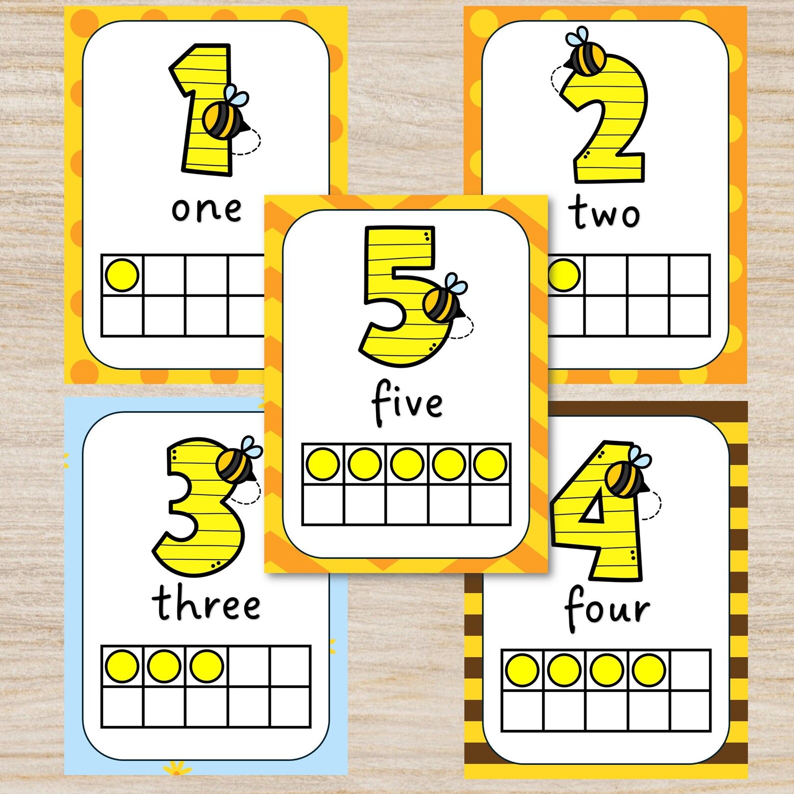 Bee Ten Frame Posters: Montessori Numbers 1-10 (PDF Download) - Etsy