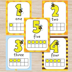 Bee Ten Frame Posters Numbers 1-10 - Montessori Learning Teaching ...
