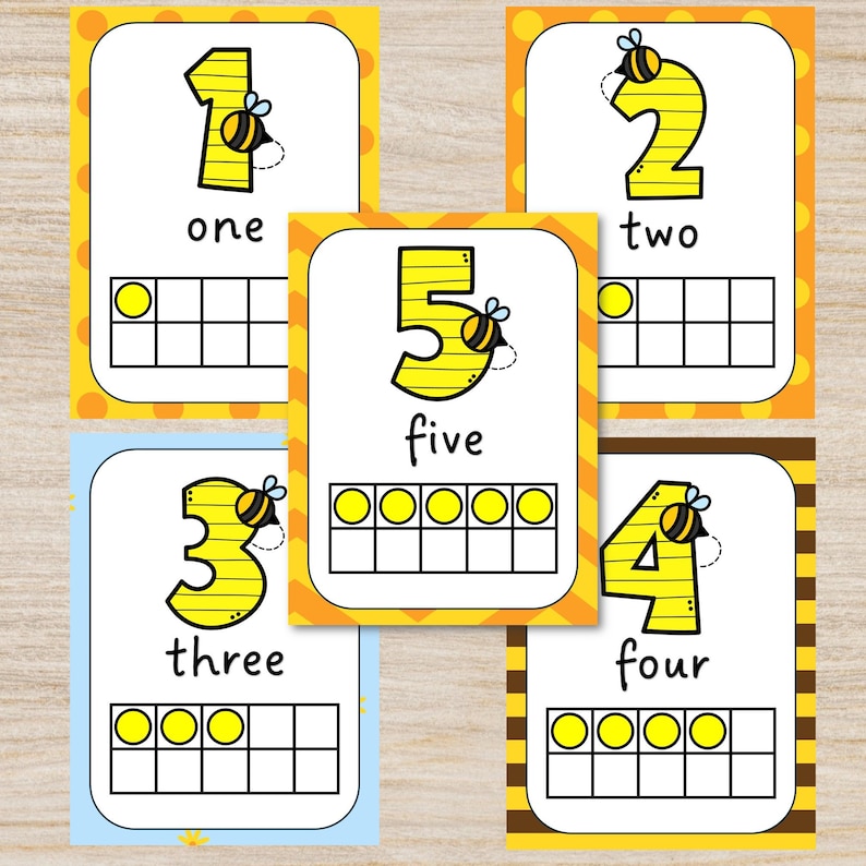 Bee Ten Frame Posters Numbers 1-10 - Montessori Learning Teaching ...