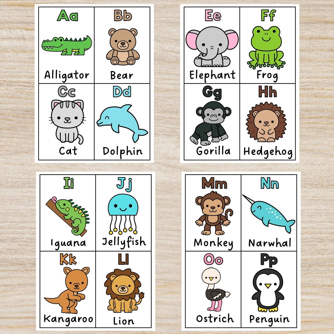 Animal Alphabet Flashcards: Montessori Learning Resource (PDF Download ...