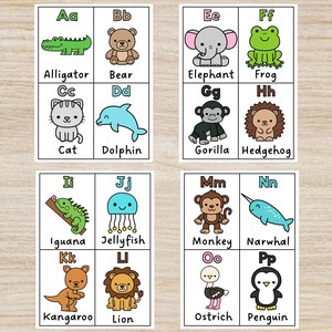 Animal Alphabet Flashcards: Montessori Learning Resource (PDF Download ...