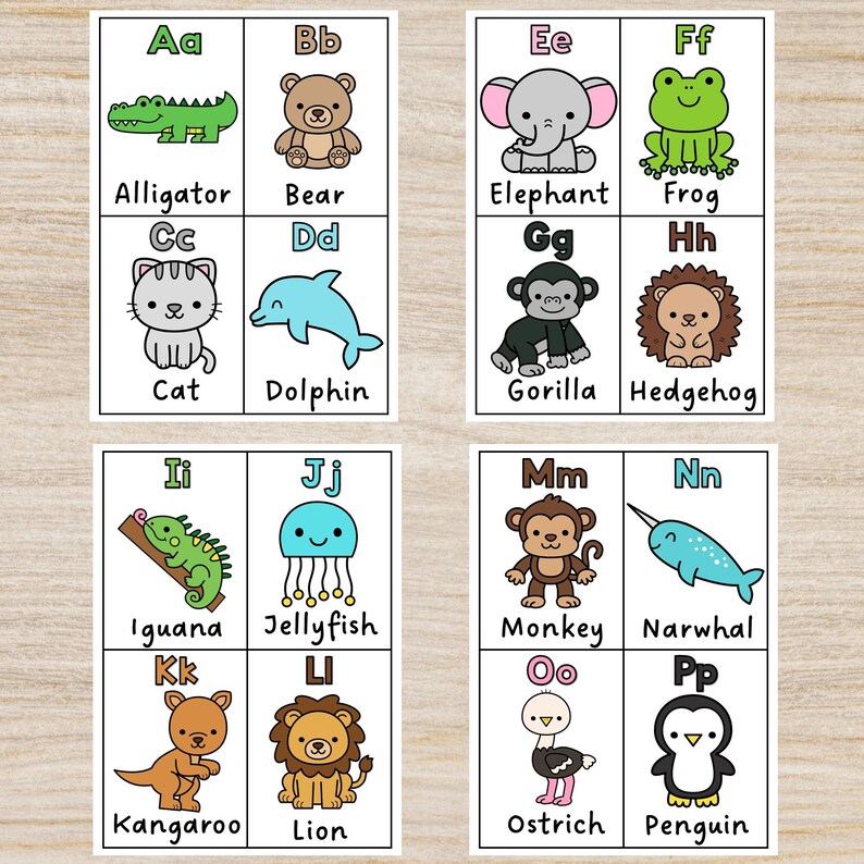 Animal Alphabet Flashcards: Montessori Learning Resource (PDF Download ...