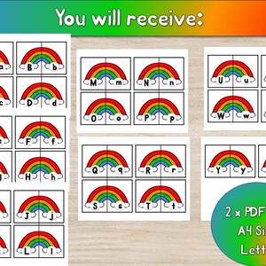 Rainbow Alphabet Matching Game: Montessori Learning Cards (PDF Download ...