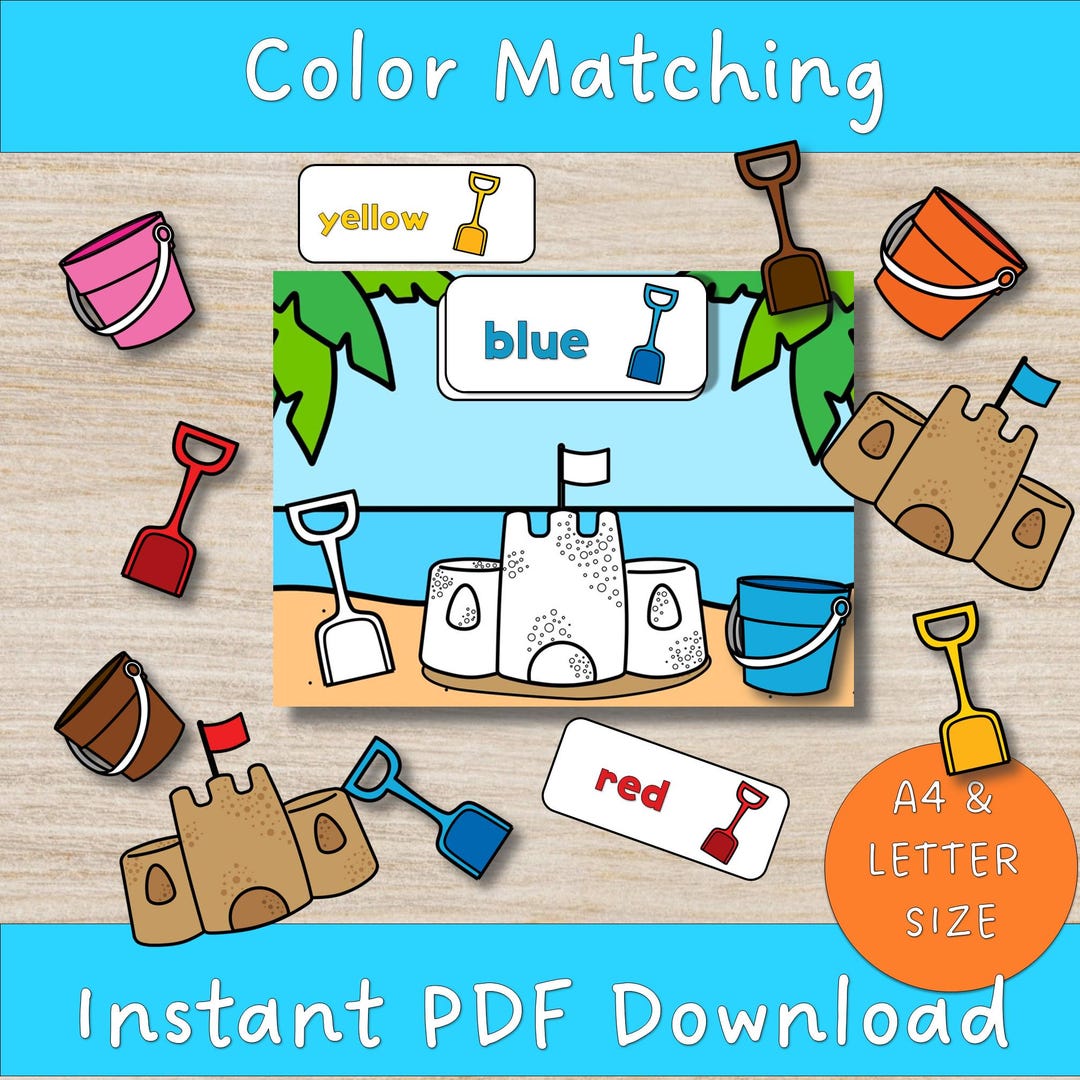 Build a Sandcastle Color Colour Match Game Montessori Resource PDF ...