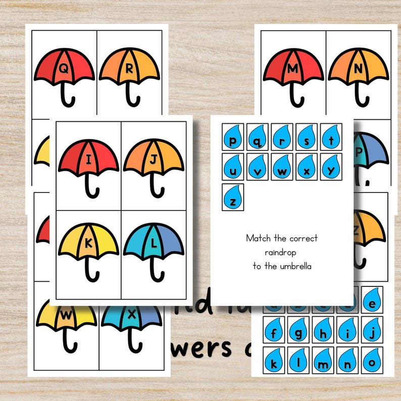 Umbrella Alphabet Matching Game: Montessori Learning Resource (PDF ...