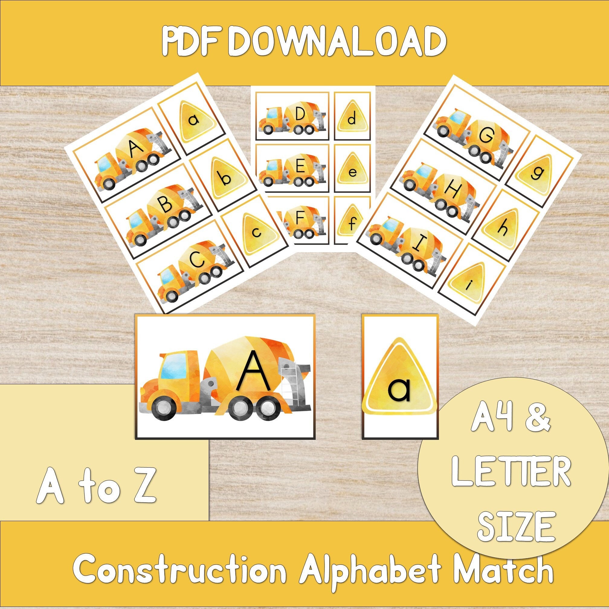 Construction Alphabet AZ Matching Game- Montessori Learning Teaching ...