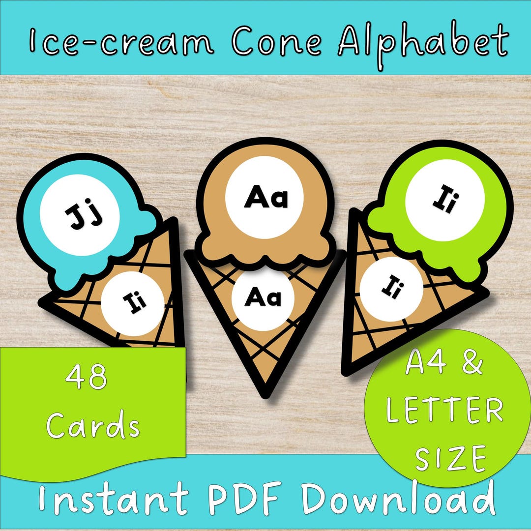 Ice Cream Cone Alphabet Matching Game: A-Z Montessori Resource (PDF ...