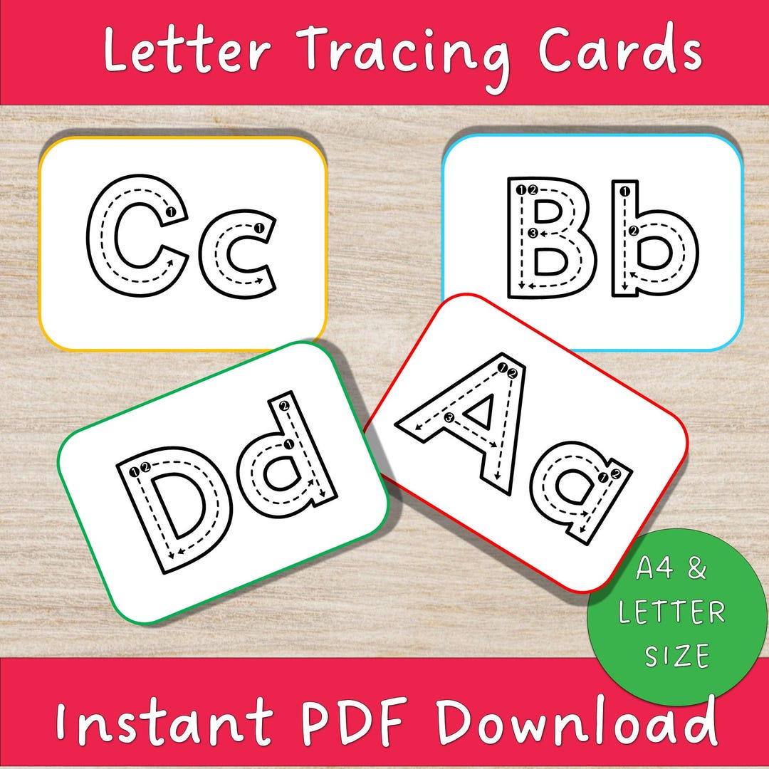 Alphabet Letter Tracing Cards: Montessori Learning Resource (PDF ...