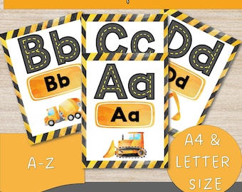 Construction Alphabet AZ Matching Game Montessori Learning Teaching ...