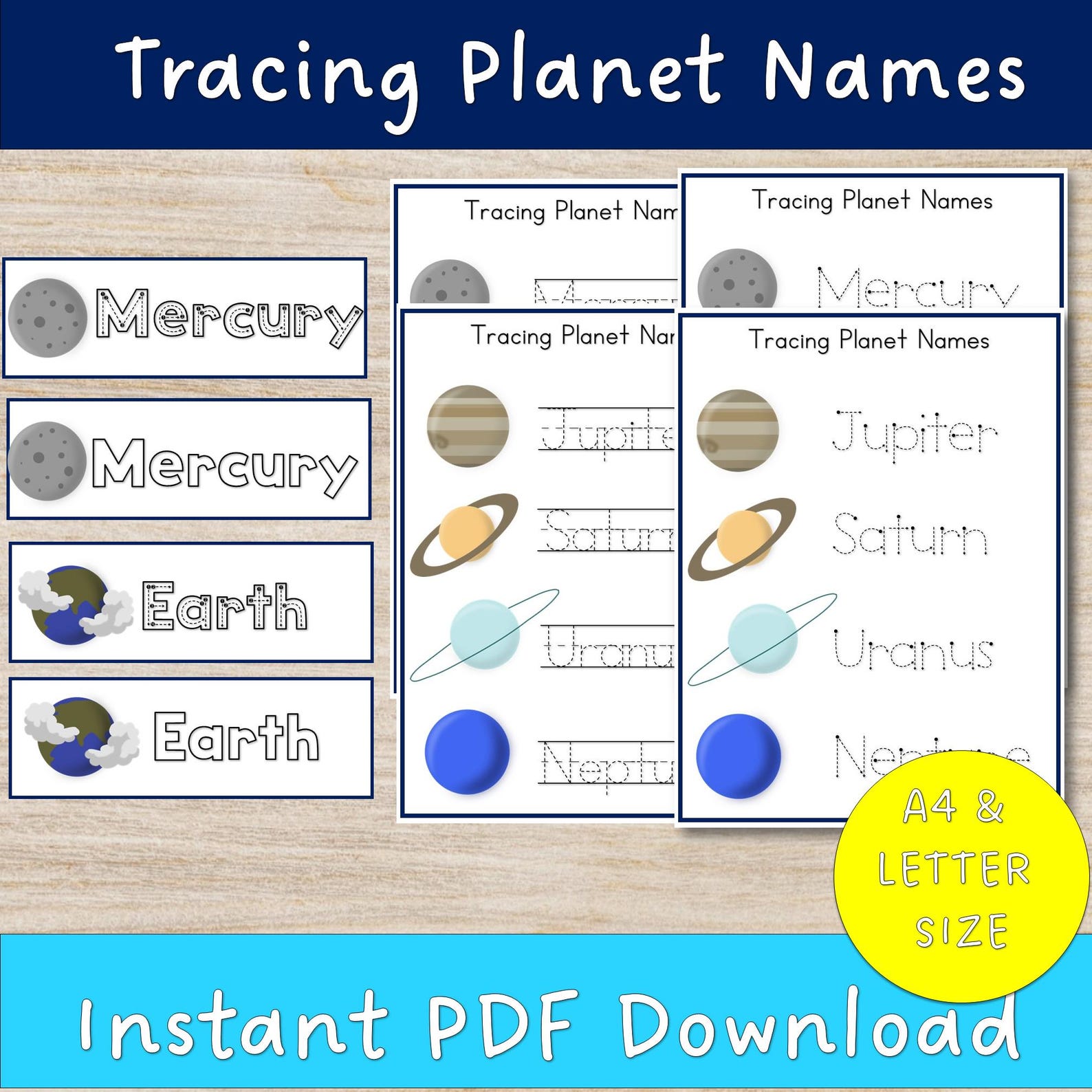 Tracing Planet Names Worksheets | Fun Learning Activity for Kids ...