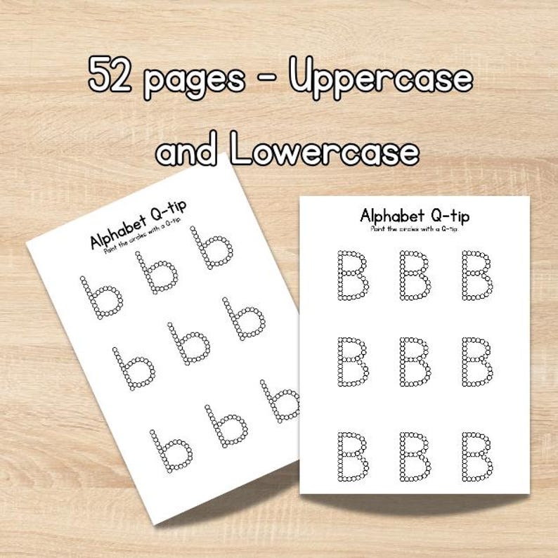 52 Alphabet Q-tip Painting A-Z Worksheets Uppercase and Lowercase(pdf ...