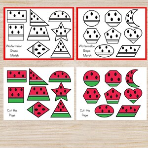 Watermelon 2D Shapes Matching Game: Montessori Learning (PDF) - Etsy