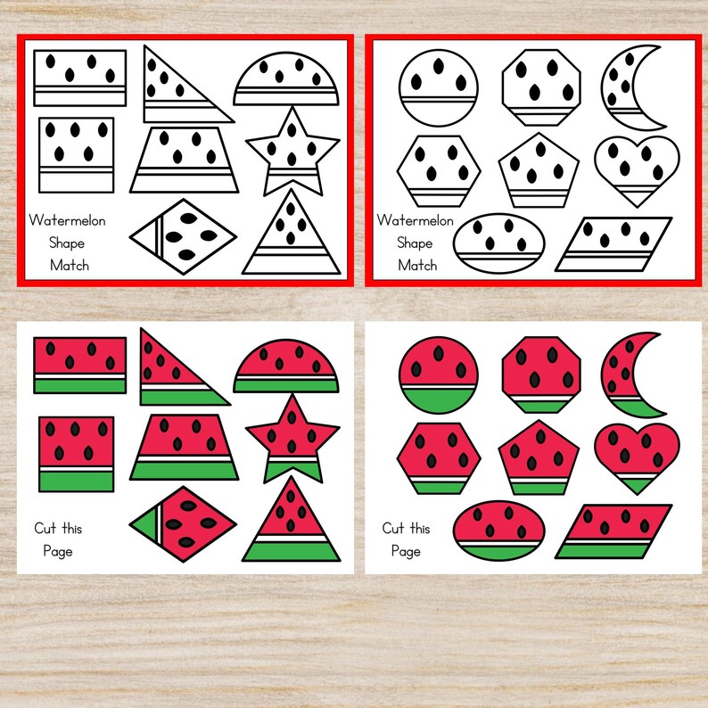 Watermelon 2D Shapes Matching Game: Montessori Learning (PDF) - Etsy