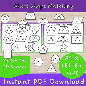 Matching Ghost 2D Shapes Halloween Math Activity - Montessori Learning ...