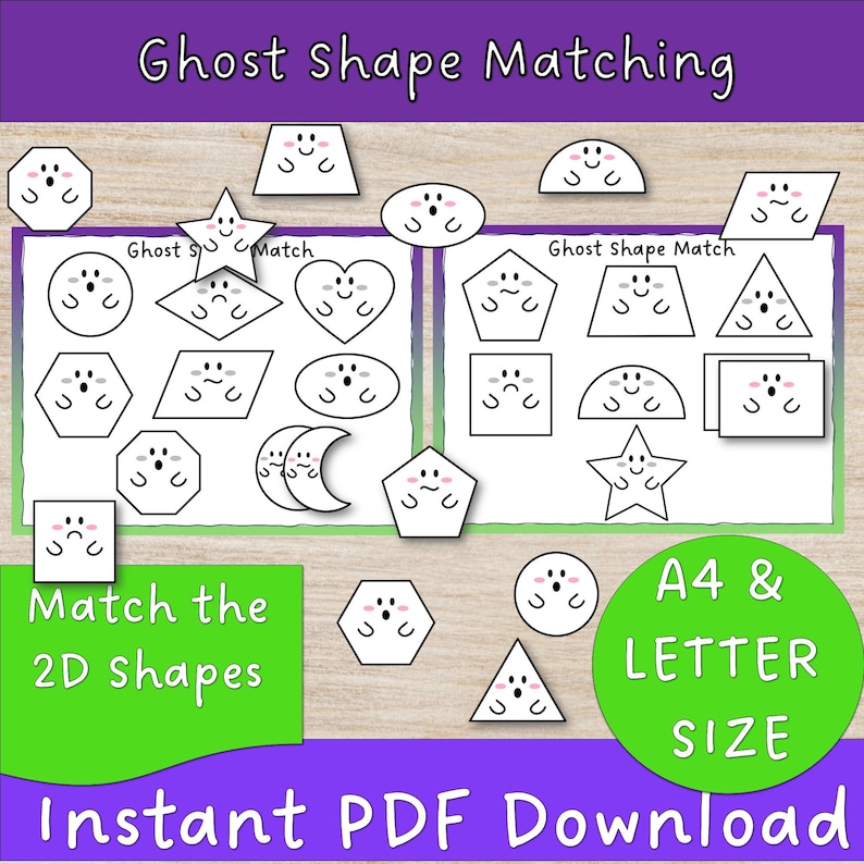 Matching Ghost 2D Shapes Halloween Math Activity - Montessori Learning ...