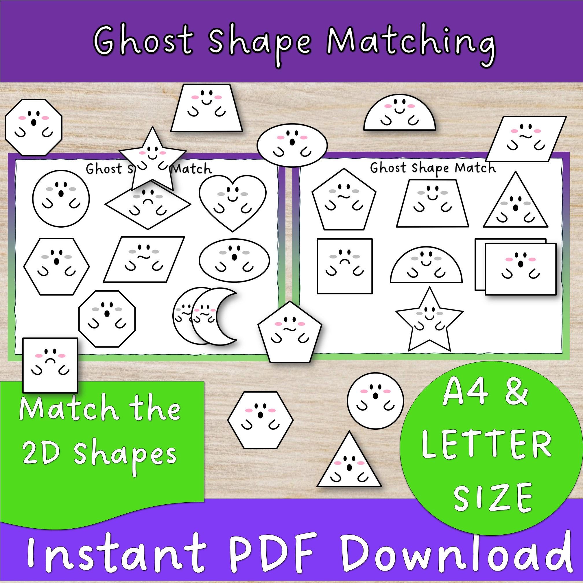 Matching Ghost 2D Shapes Halloween Math Activity - Montessori Learning ...