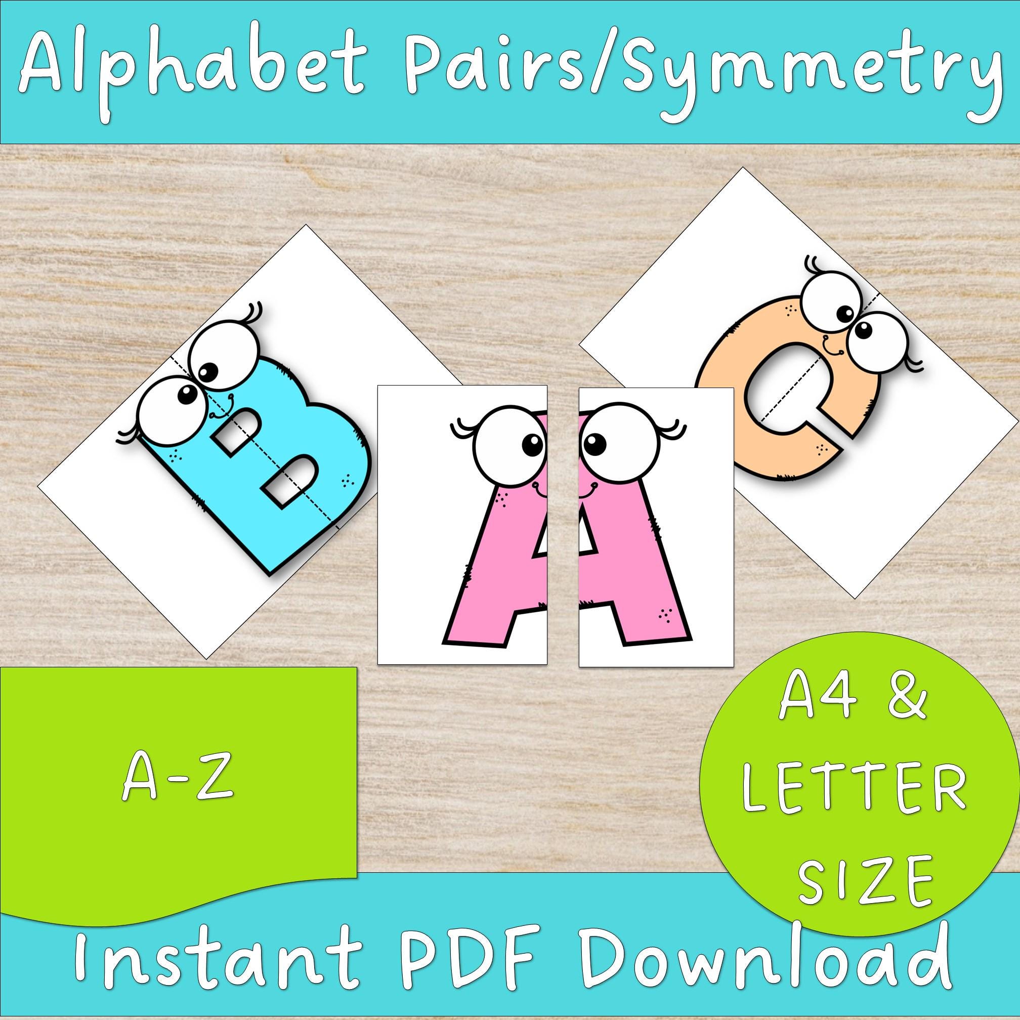 Alphabet Symmetry Matching Game: A-Z Pairs, Montessori Learning (PDF ...