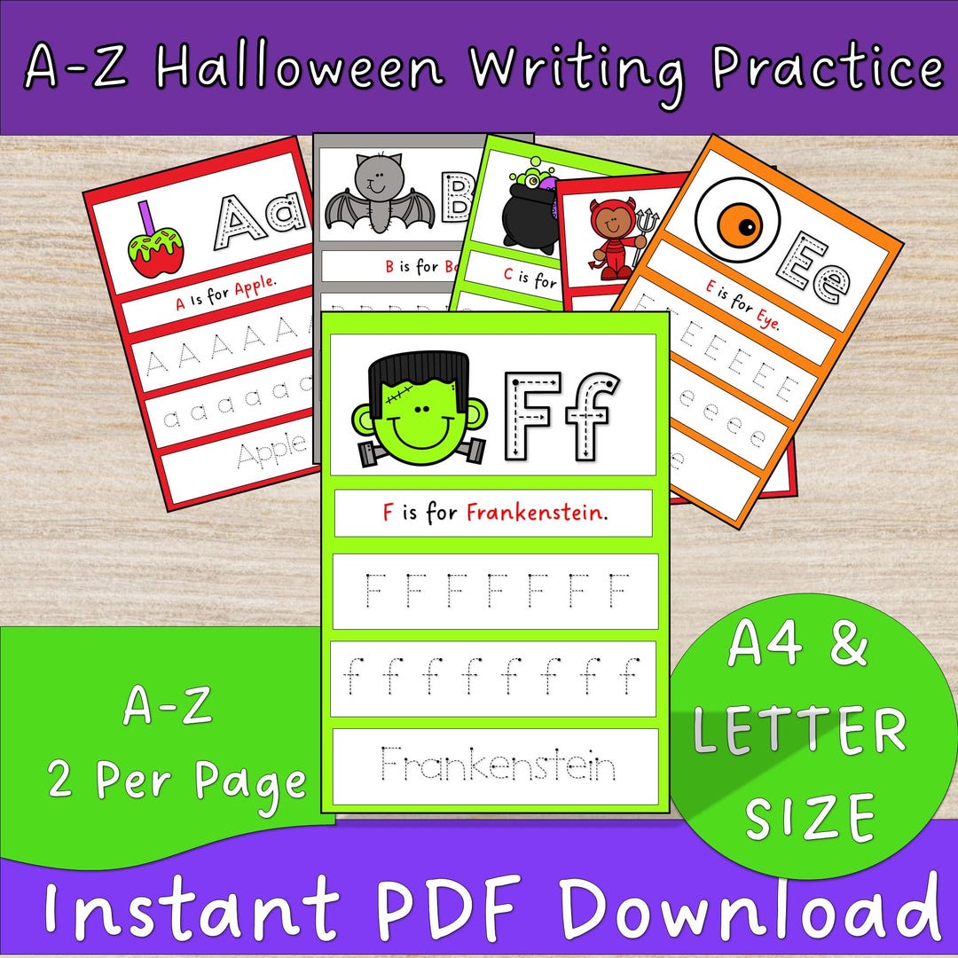 Halloween Alphabet Writing Practice: Montessori Learning Resource (PDF ...