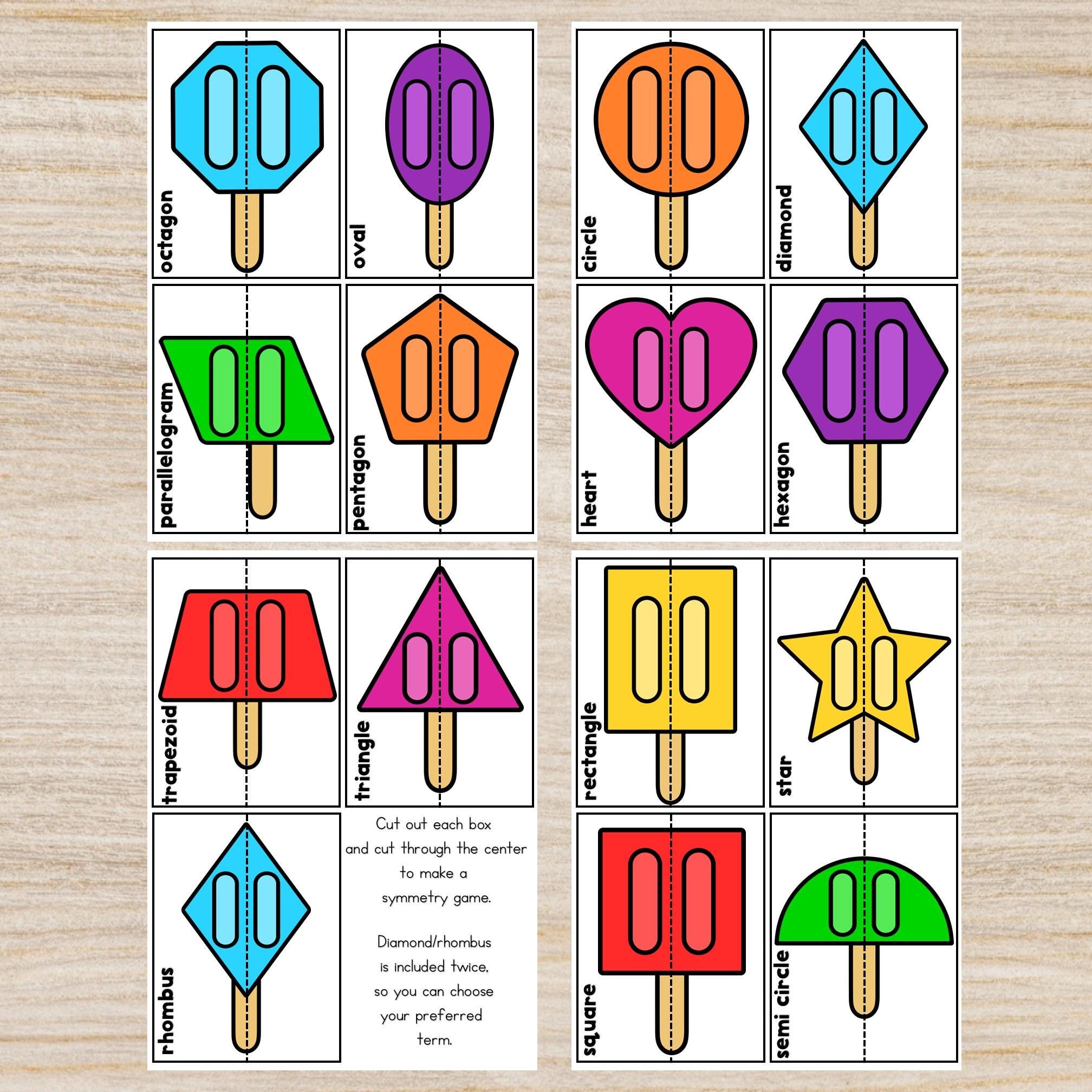 2D Shape Symmetry Cards: Montessori Learning Game (PDF Download) - Etsy