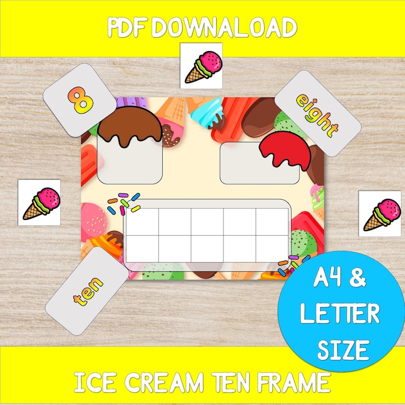 Ice Cream Maths Ten Frame Game - Montessori Learning Teaching ...