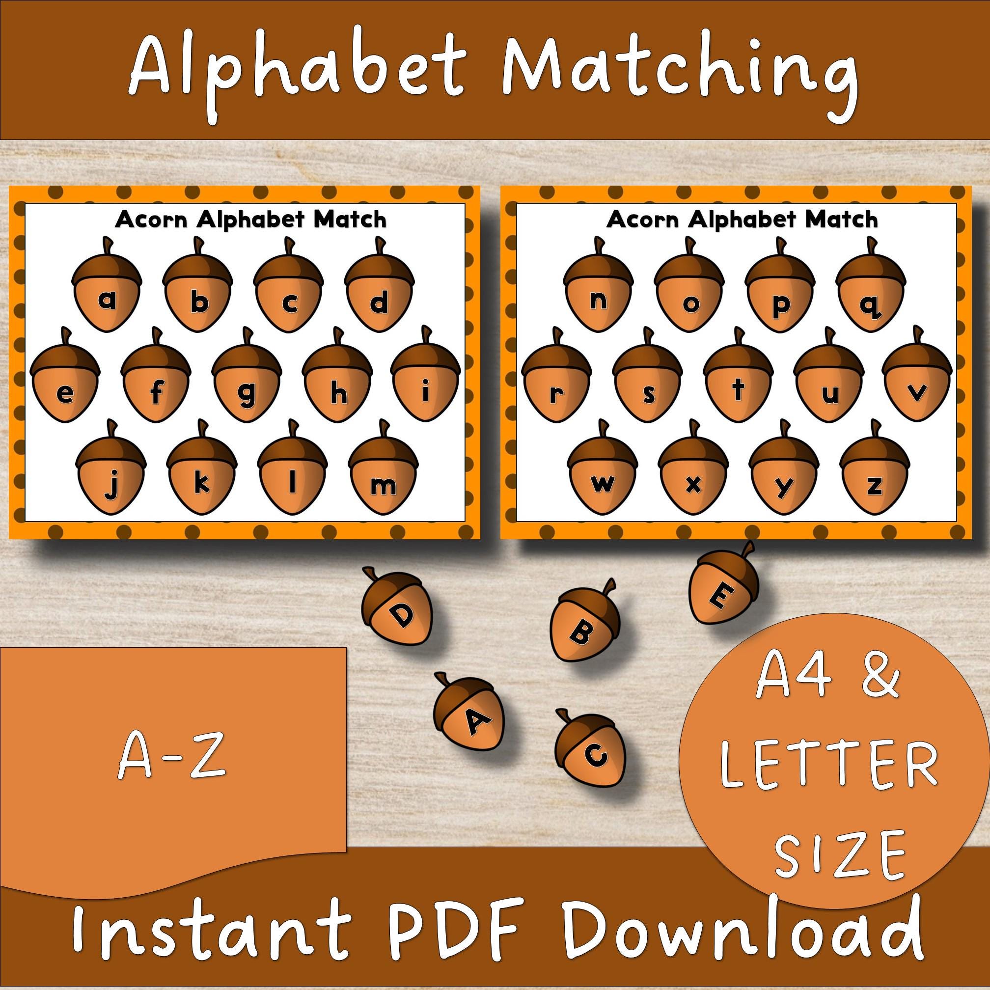 Acorn Alphabet Matching Game: Montessori Learning Resource (PDF ...