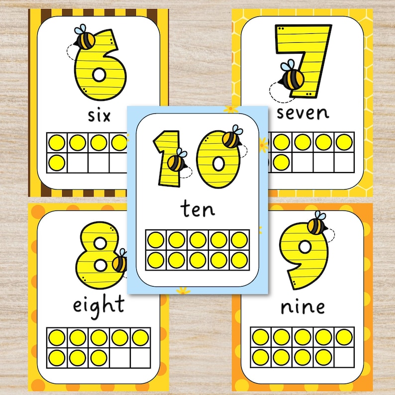 Bee Ten Frame Posters Numbers 1-10 - Montessori Learning Teaching ...