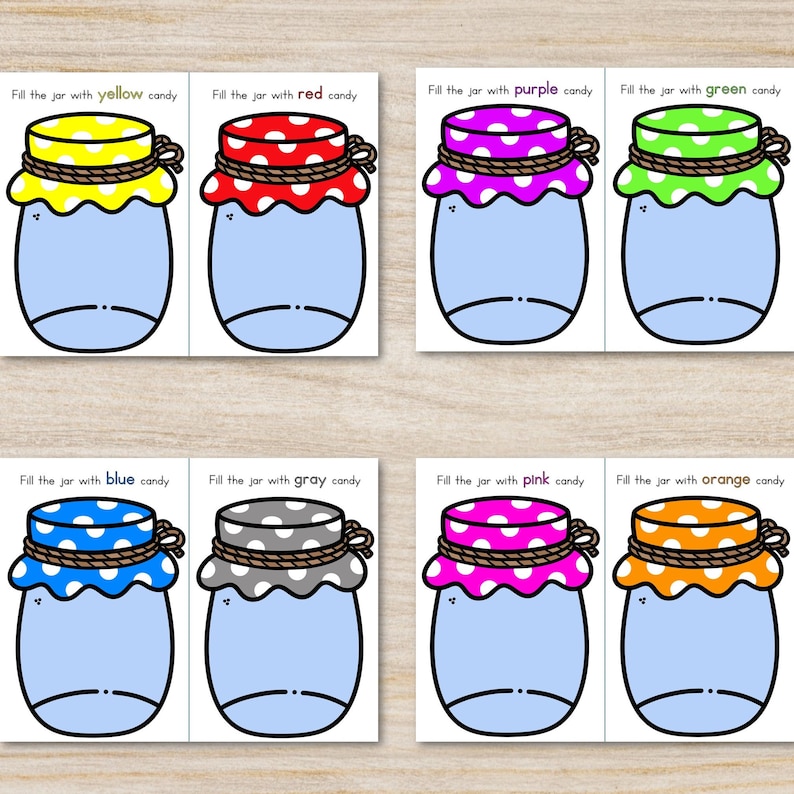 Candy Jar Color Sorting Game: Montessori Learning Resource (PDF ...