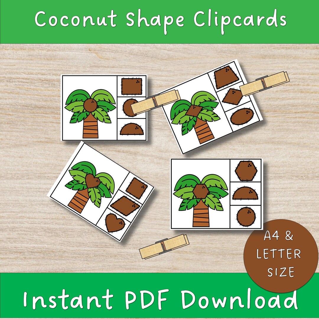 Coconut Shape Clipcards: Montessori Math Game (PDF Download) - Etsy