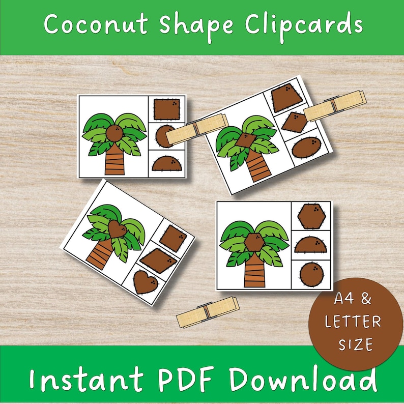 Coconut Shape Clipcards: Montessori Math Game (PDF Download) - Etsy