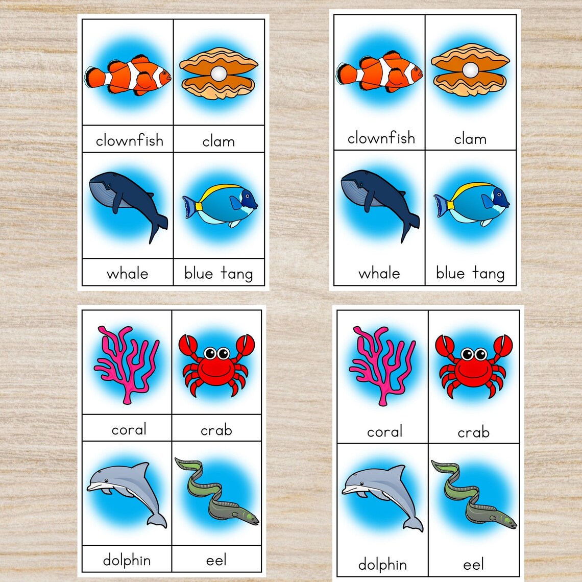 Ocean Animals Flashcards: Montessori Learning Cards (PDF Download) - Etsy