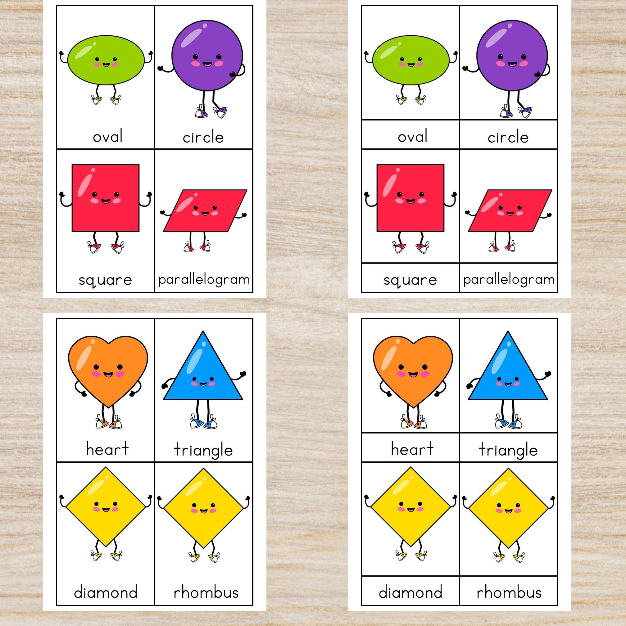 16 2D Shapes Flashcards 2 Part Cards - Montessori Learning Teaching ...