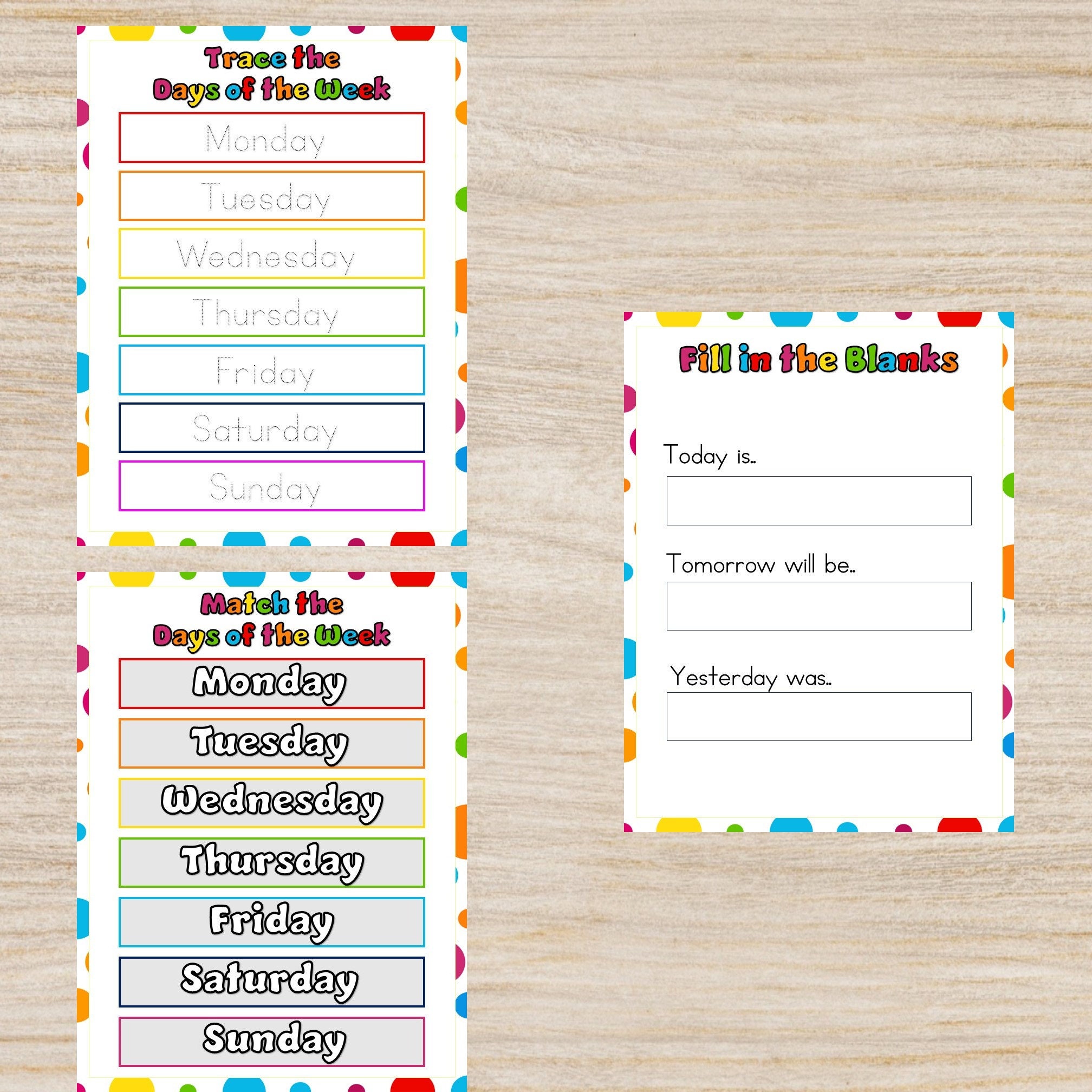 Days of the Week Learning Bundle: Montessori Vocabulary (PDF Download ...