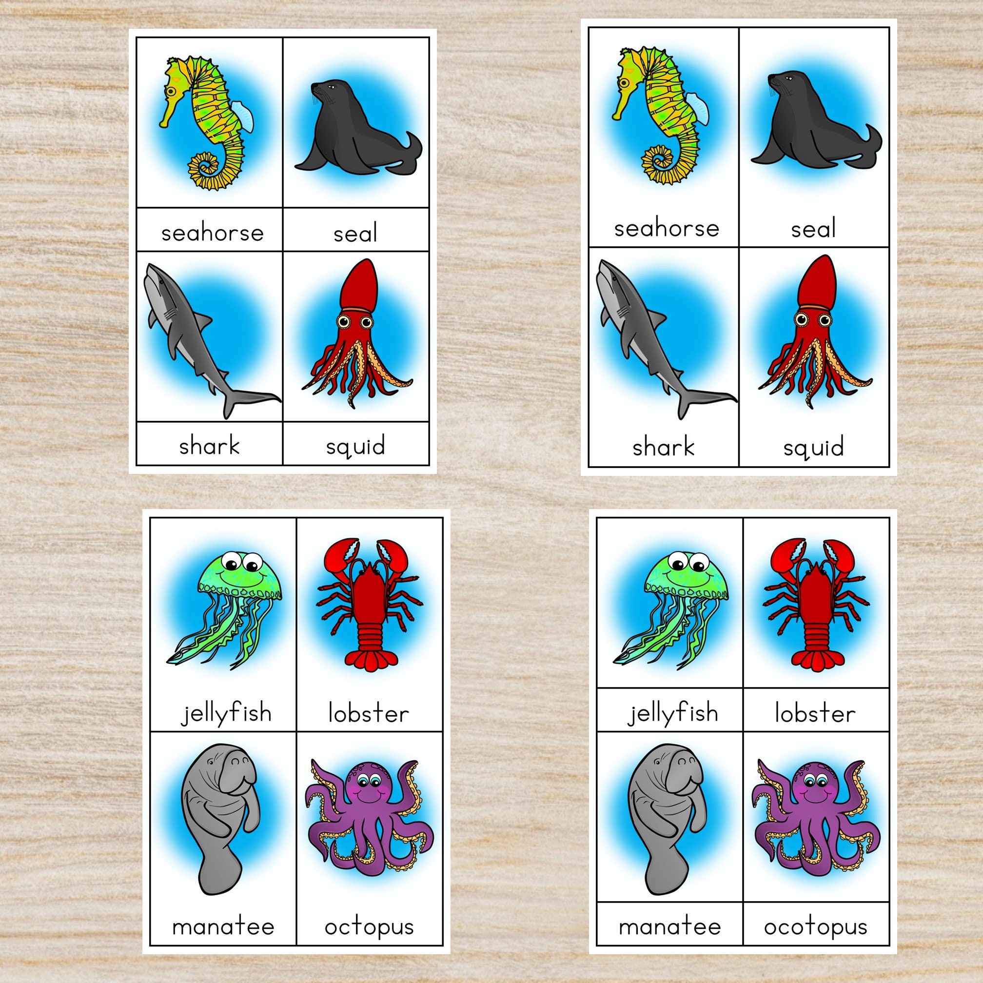 Ocean Animals Flashcards: Montessori Learning Cards (PDF Download) - Etsy