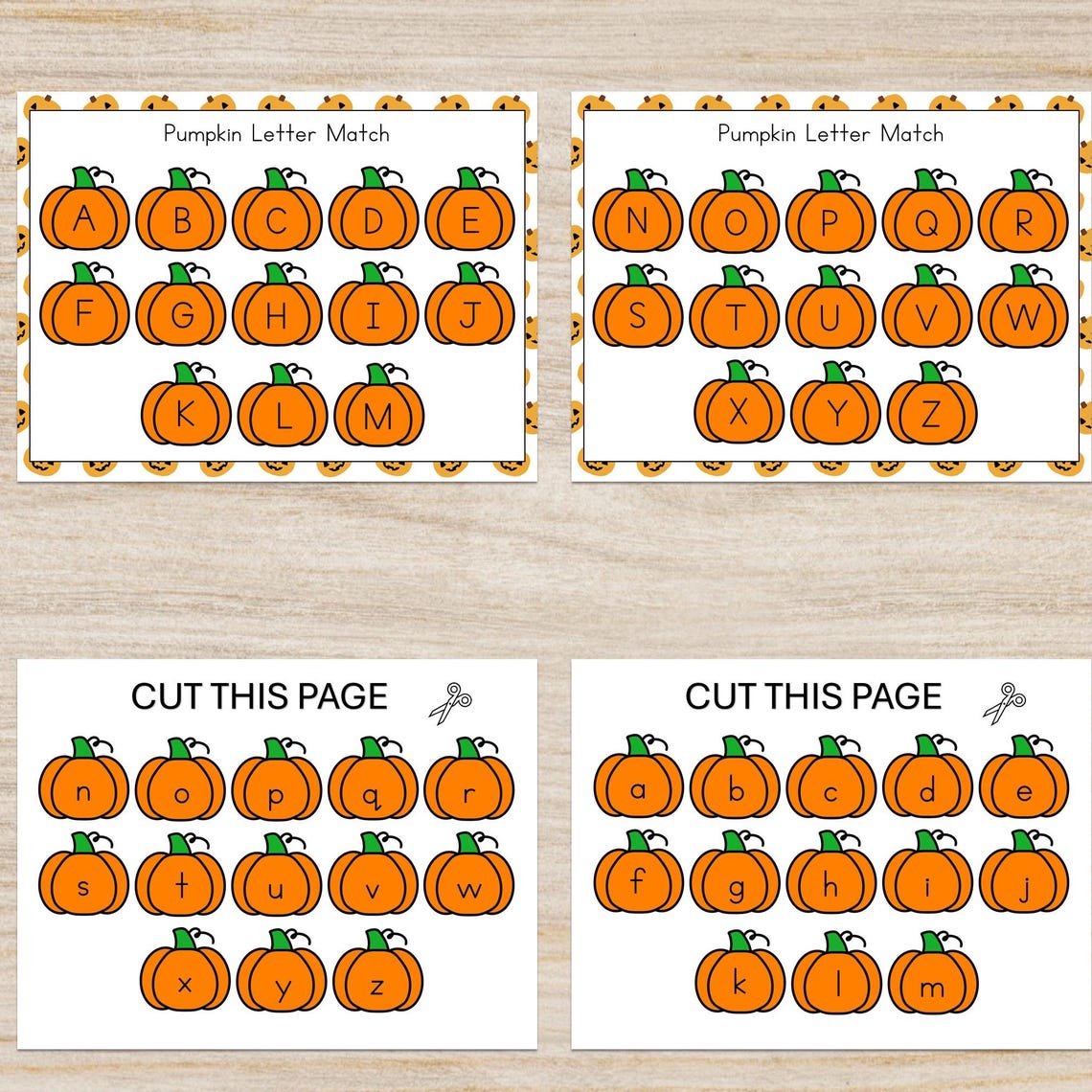 Pumpkin Alphabet Matching Game: Montessori Learning Activity (PDF ...