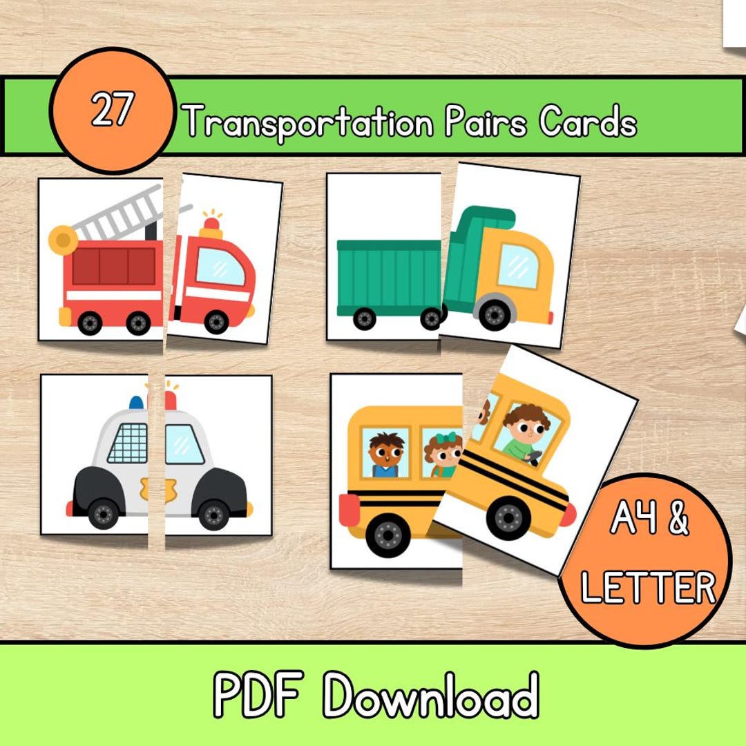 Transportation Symmetry Matching Game: Montessori Homeschool Printable ...