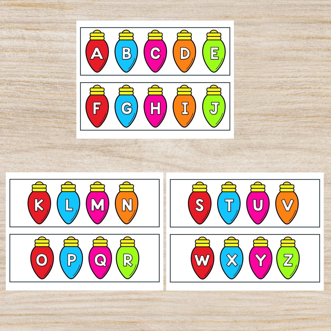 Christmas Lights Alphabet Matching Game: Montessori Learning (PDF ...