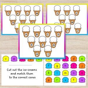 Ice Cream Alphabet Matching Game: Montessori Learning Resource (PDF ...