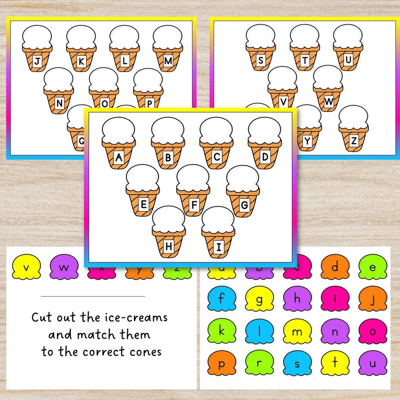 Ice Cream Alphabet Matching Game: Montessori Learning Resource (PDF ...