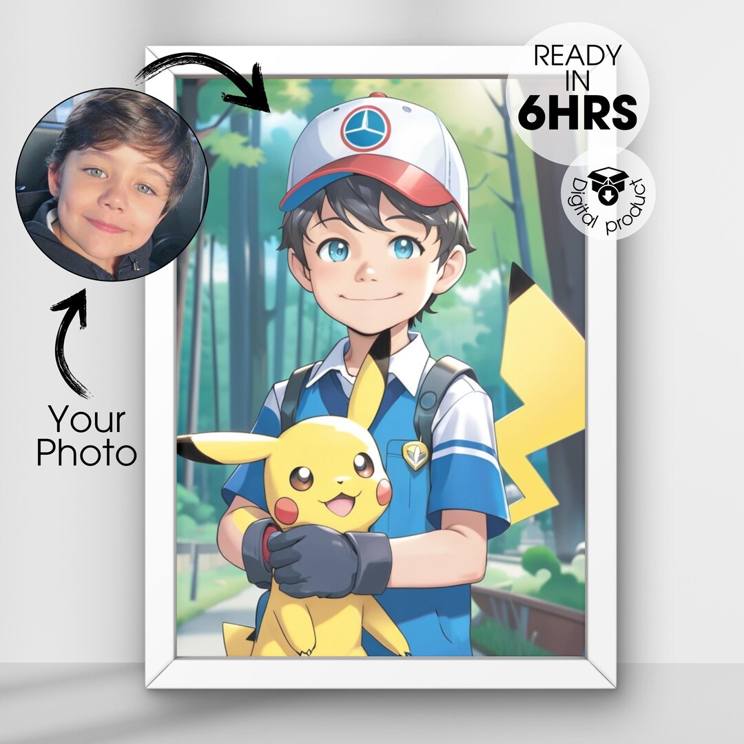 Personalized Pokémon Pikachu Portrait Custom Portrait Pokémon Birthday ...