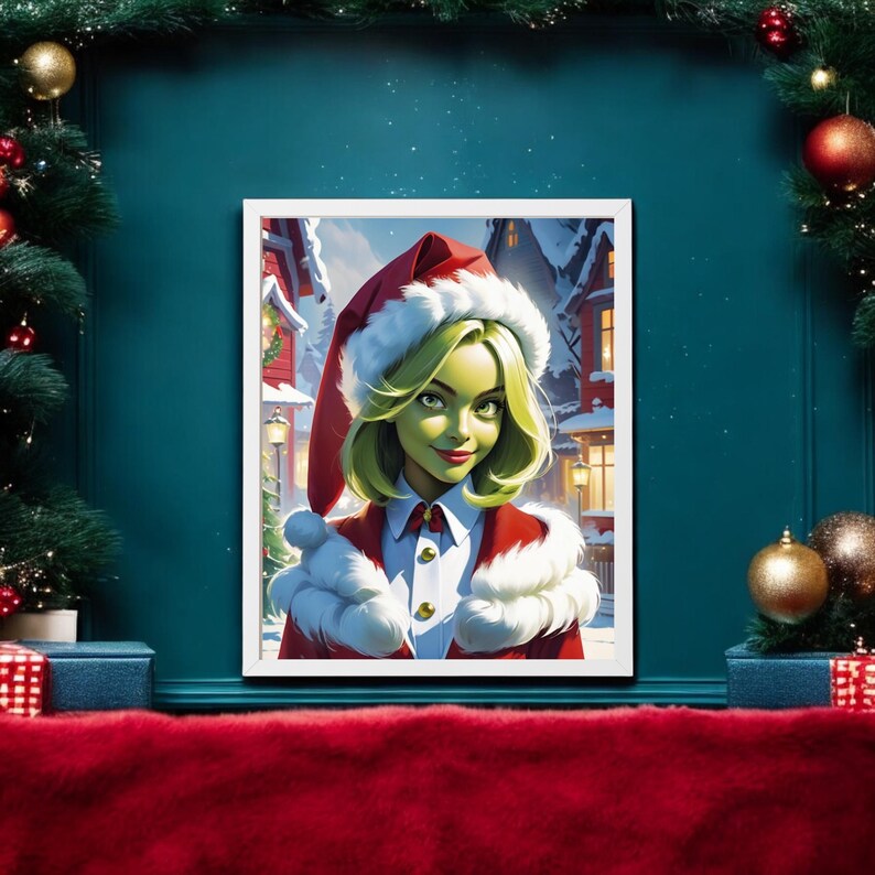 Personalized Grinch Portrait Custom Portrait Grinch Gift Poster Grinch ...