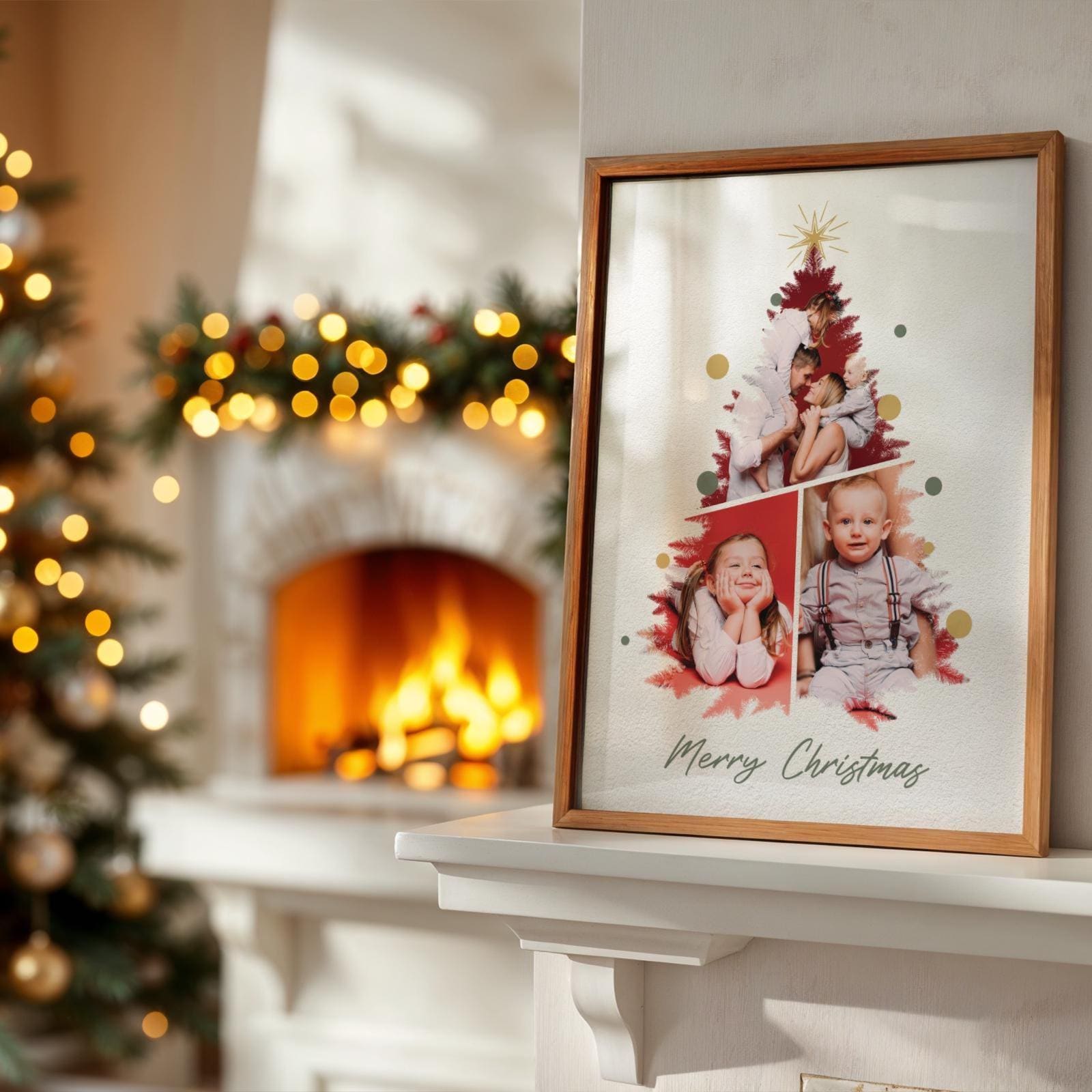 Personalized Christmas Family Photo Poster, Custom Holiday Tree Collage ...