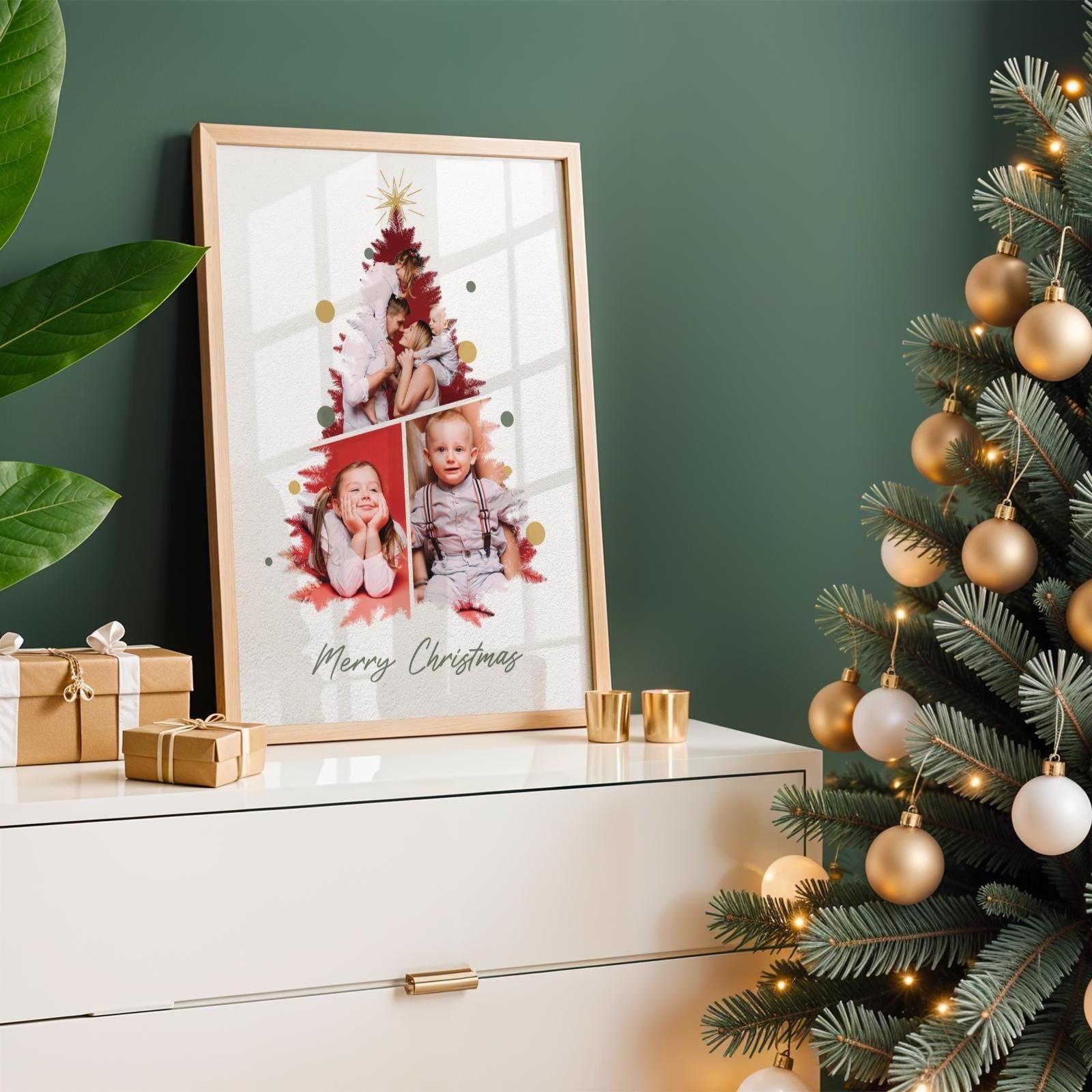 Personalized Christmas Family Photo Poster, Custom Holiday Tree Collage ...