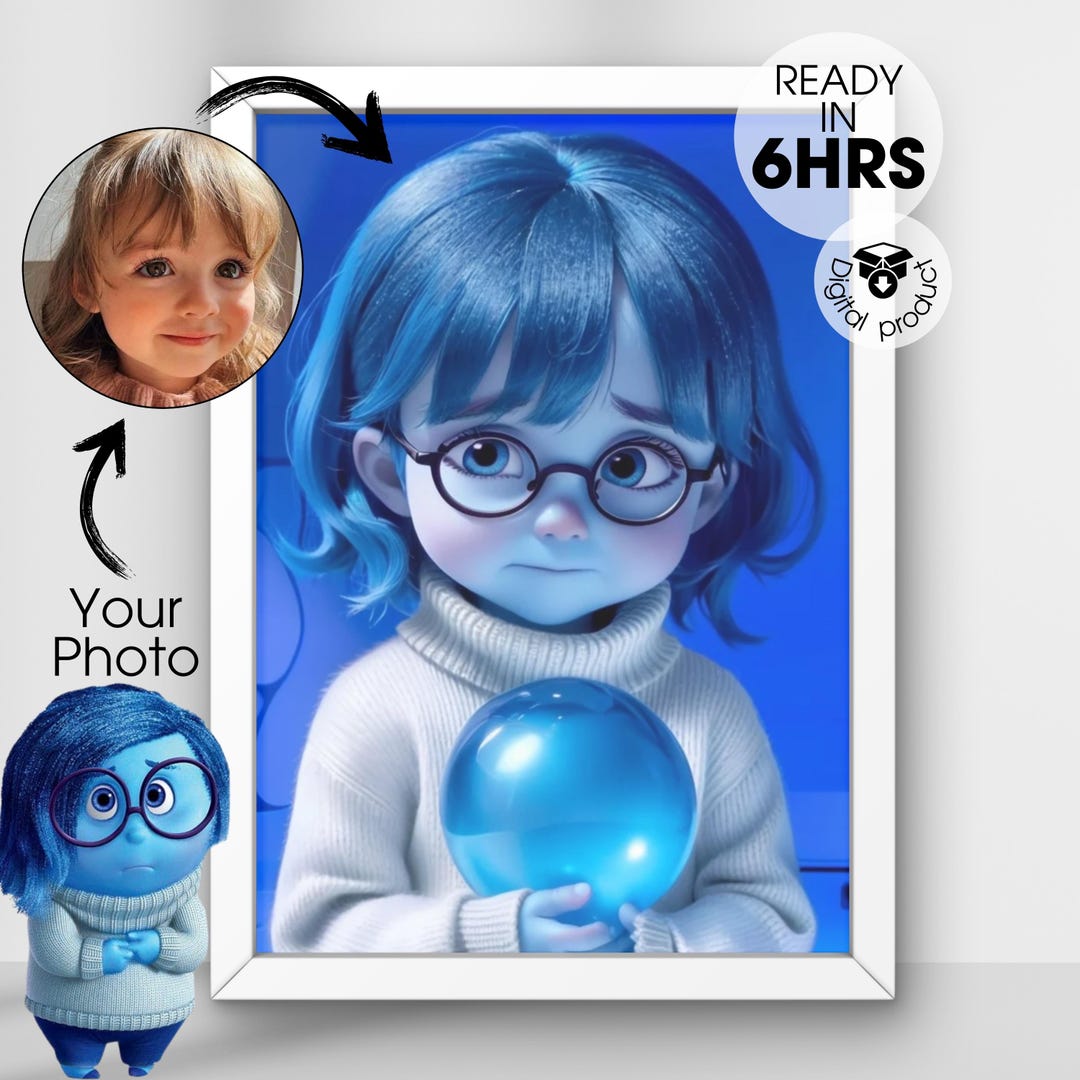 Personalized Sadness Inside Out Portrait Custom Portrait Sadness Inside ...