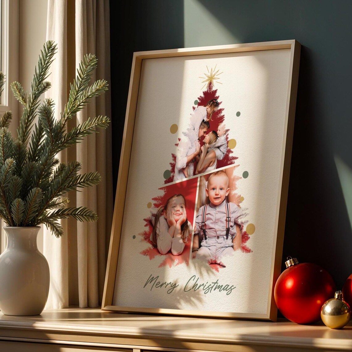 Personalized Christmas Family Photo Poster, Custom Holiday Tree Collage ...