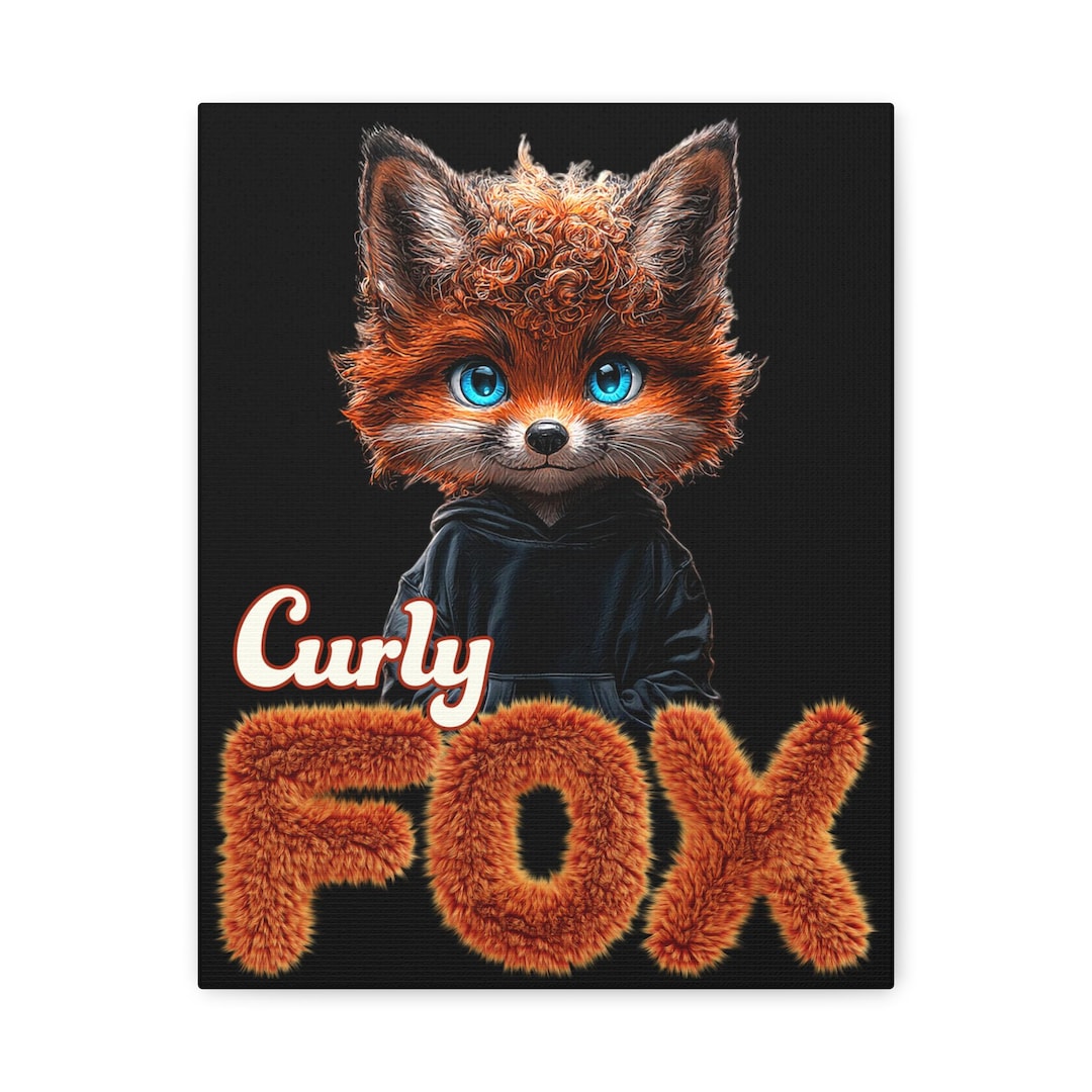 Art Print, Cute Curly Fox With Blue Eyes, Matte Canvas Stretched, 1 25 ...