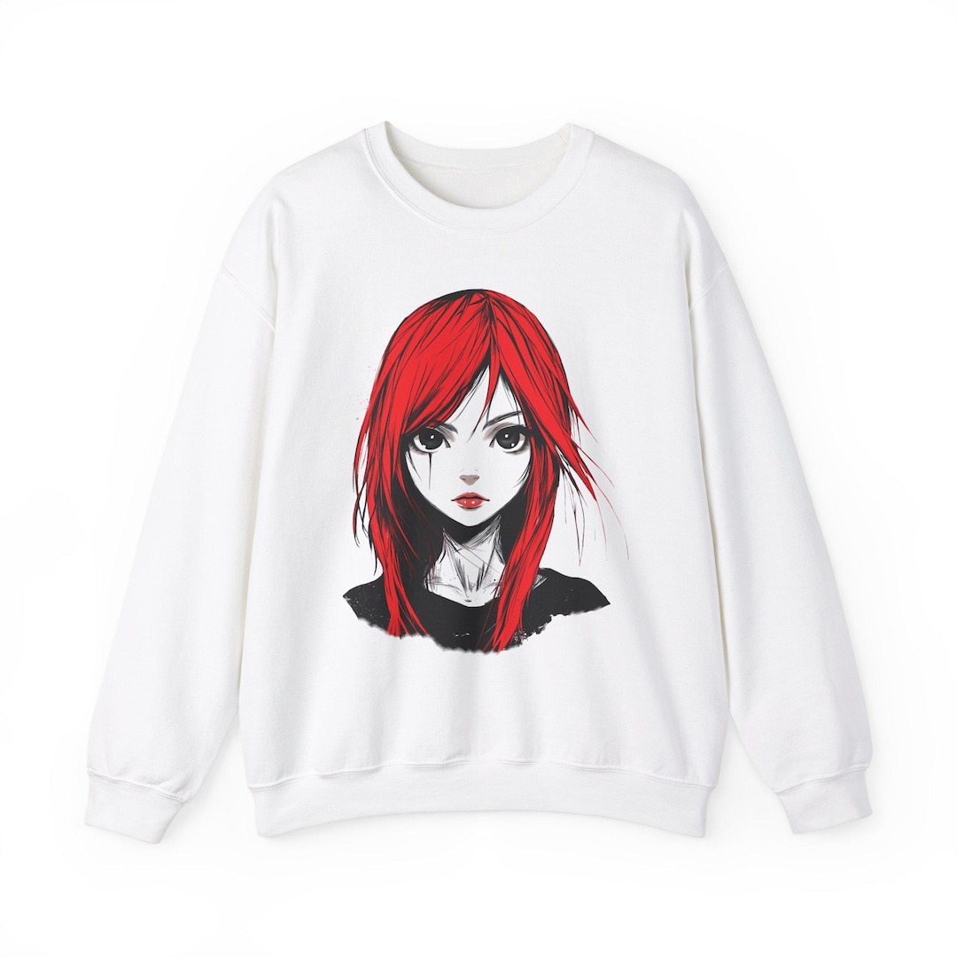Anime Red Hair Girl Sweatshirt, Japanese Manga Character, Otaku Apparel ...